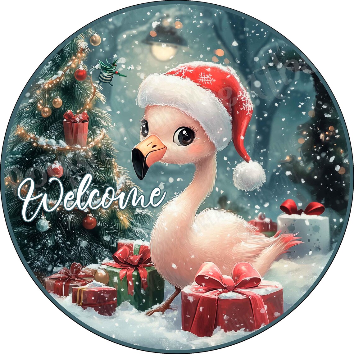 Christmas Baby Flamingo Wreath Sign, Flamingo Sign, Colorful Flamingo ...