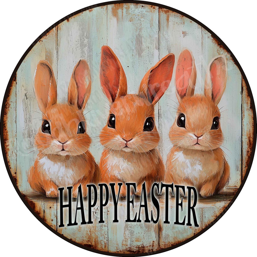 Cute Three Bunnies Distressed Wreath Sign, Rabbit Sign, Easter Sign ...