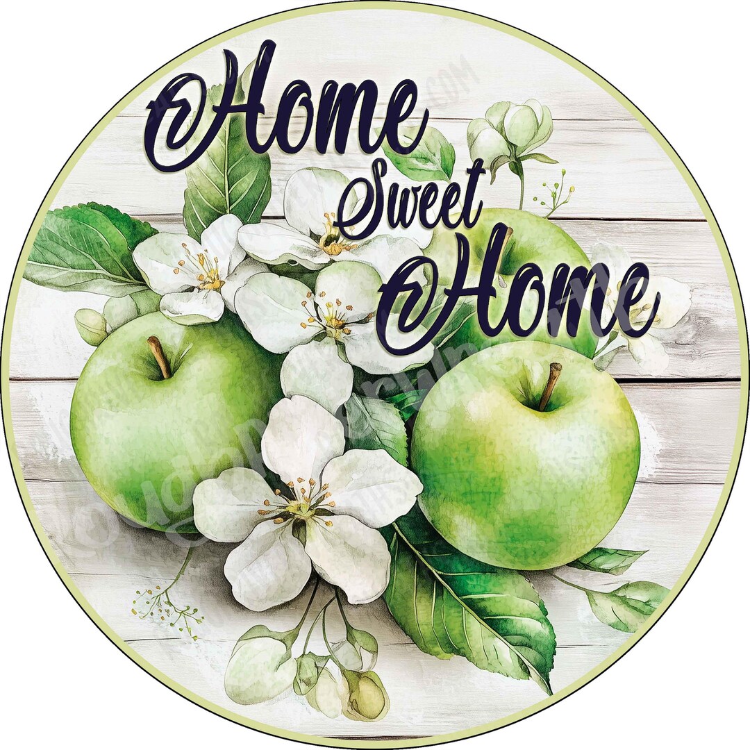 Green Apple Sign, Wreath Sign, Welcome Sign for Wreath, Aluminum Sign ...