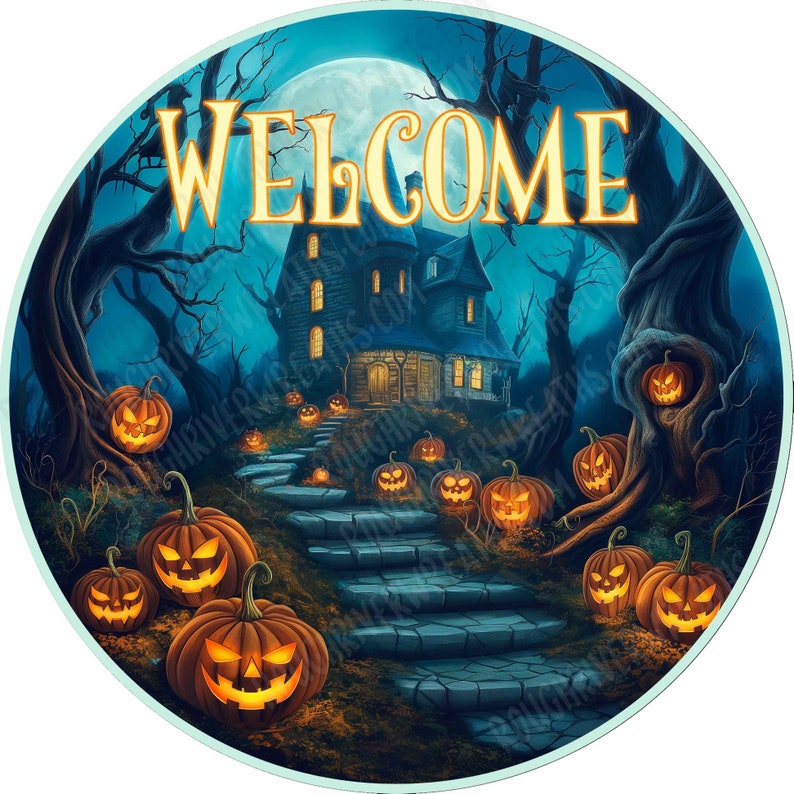 Haunted House Wreath Sign, Halloween Wreath Sign, Trick or Treat Sign ...