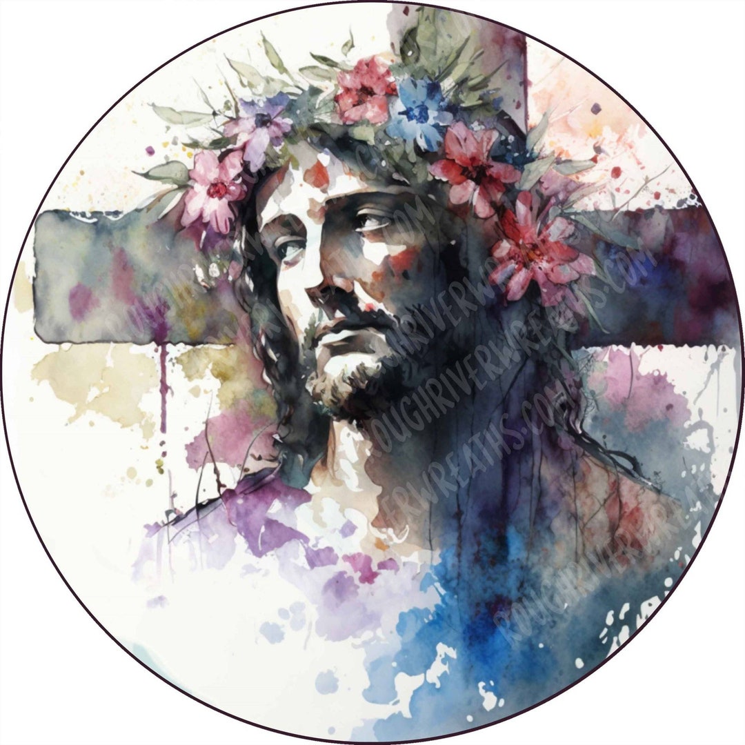 Jesus Wreath Sign Jesus Watercolor Wreath Sign Metal Sign - Etsy