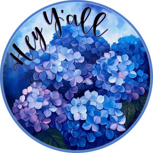 Blue Hydrangea Welcome Wreath Sign, Colorful Welcome Wreath Sign ...