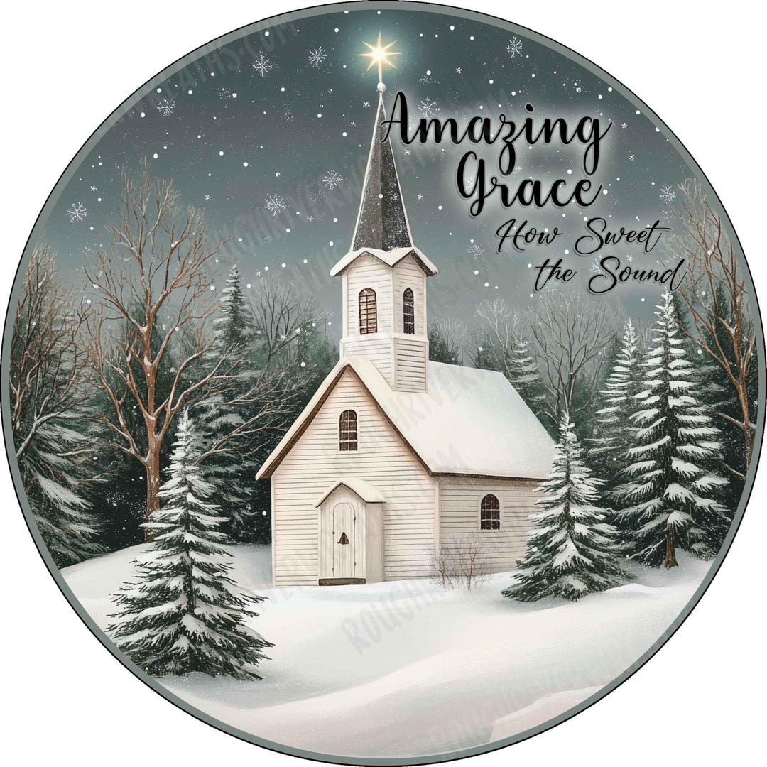 Amazing Grace Church Wreath Sign, Winter Wreath Sign, Christmas Wreath ...