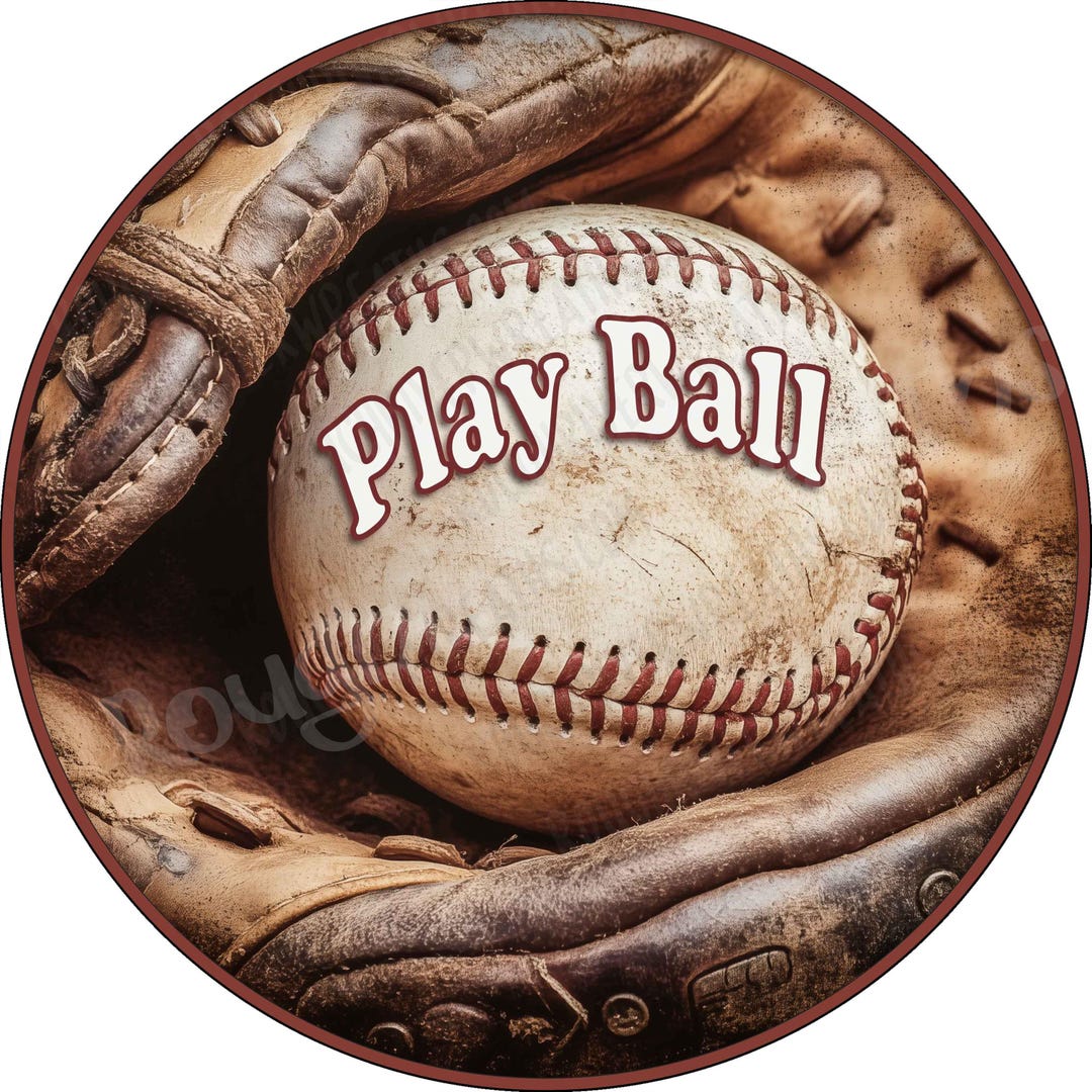 Baseball and Glove Wreath Sign, Play Ball Sign, Softball Wreath Sign ...