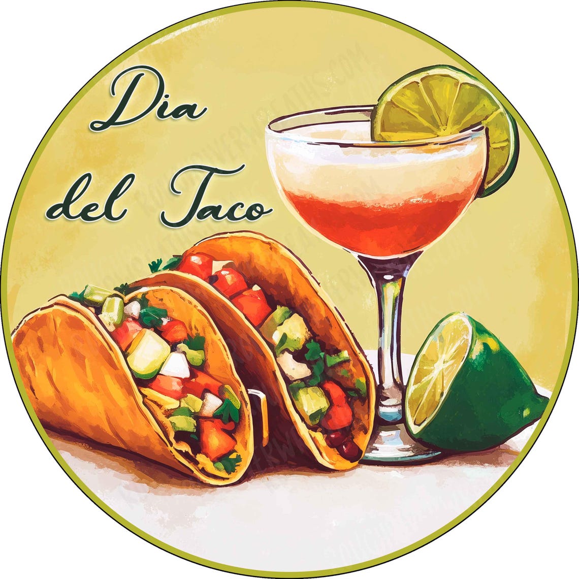 Dia Del Taco Welcome Sign, Tacos and Margarita Sign, Taco Night Sign ...