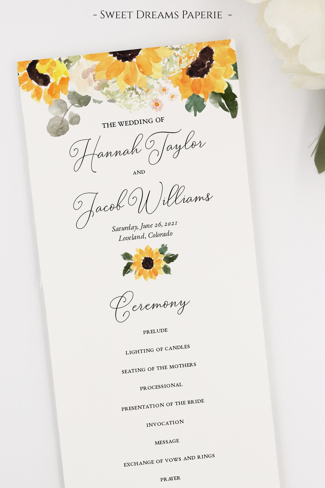 Rustic Sunflower Wedding Program Template Sunflower Printable - Etsy