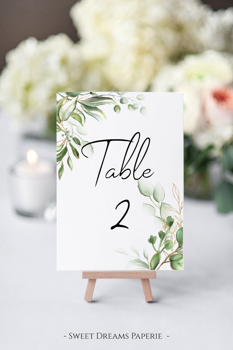 Greenery Table Numbers Printable Boho Wedding Table Numbers - Etsy