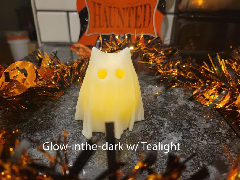 Halloween Ghost Cat - Includes Tealight - 3D Printed Spooky Decoration ...