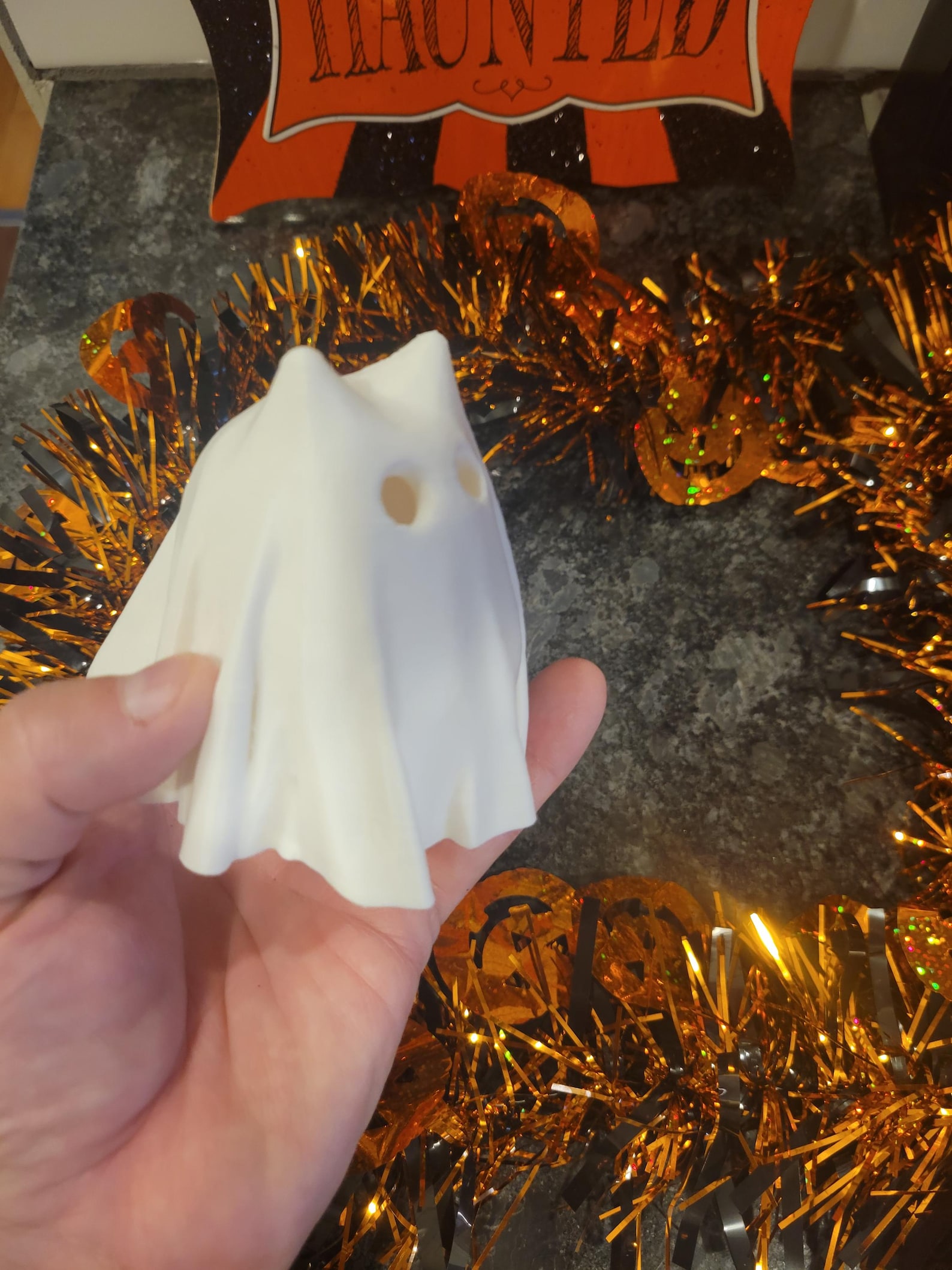 Halloween Ghost Cat - Includes Tealight - 3D Printed Spooky Decoration ...