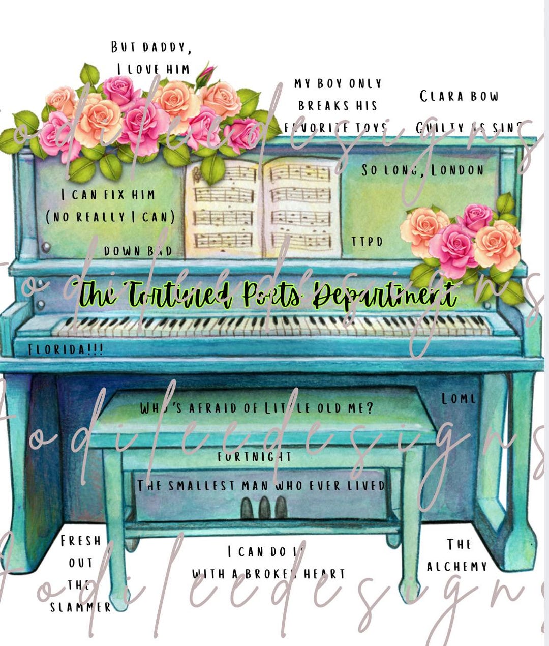 TTPD | Songs | Piano | PNG - Etsy