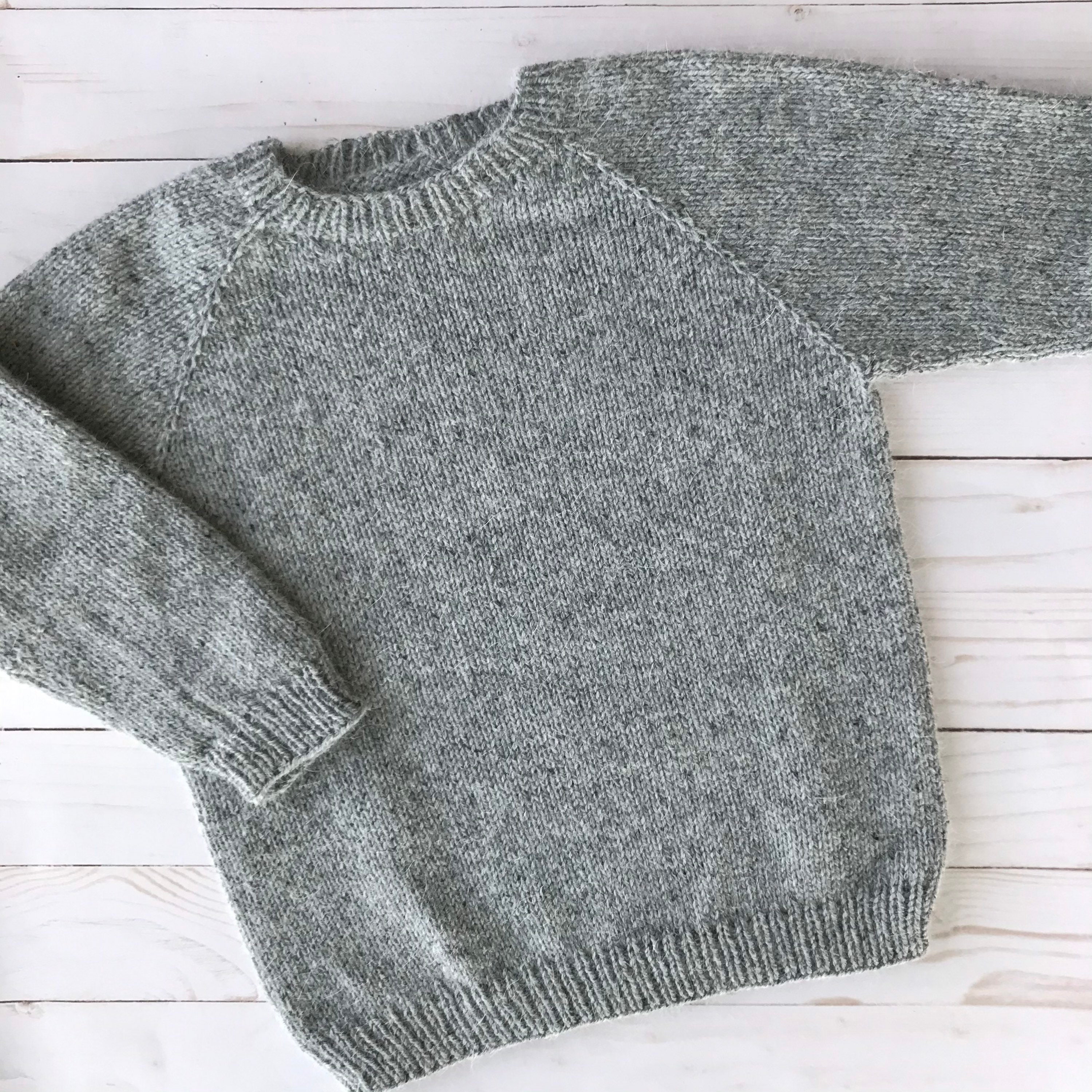 Classic Crewneck 100% Merino Pullover Sweater, Hand Knit for Baby Girls ...