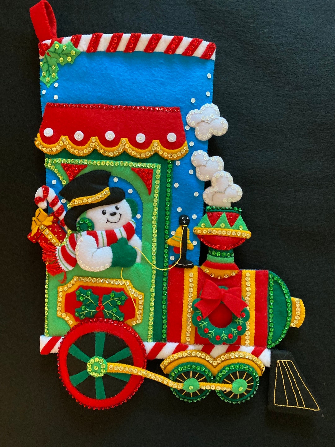 Finished Bucilla Christmas Stocking Candy Express - Etsy