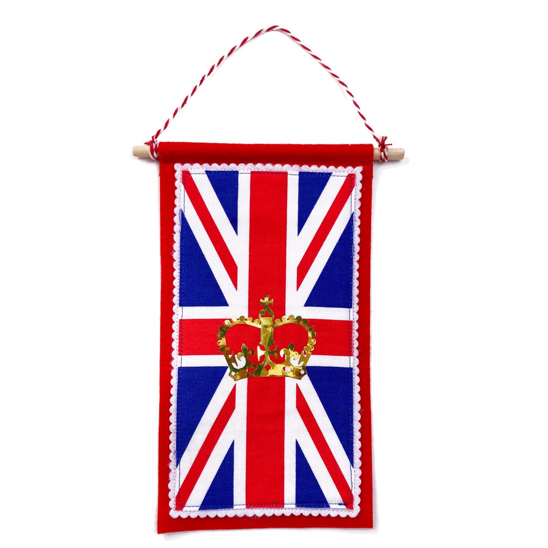 Mini Union Jack Flag Banner With Gold Crown - Etsy