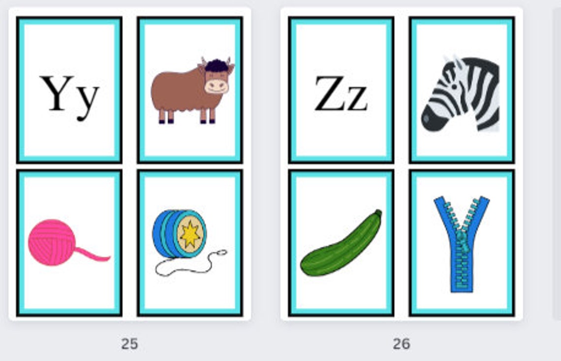 ABC Matching Learning Flashcard Game - Etsy