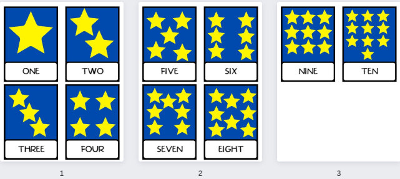 1-10 Star Flashcards, PDF Digital Download - Etsy