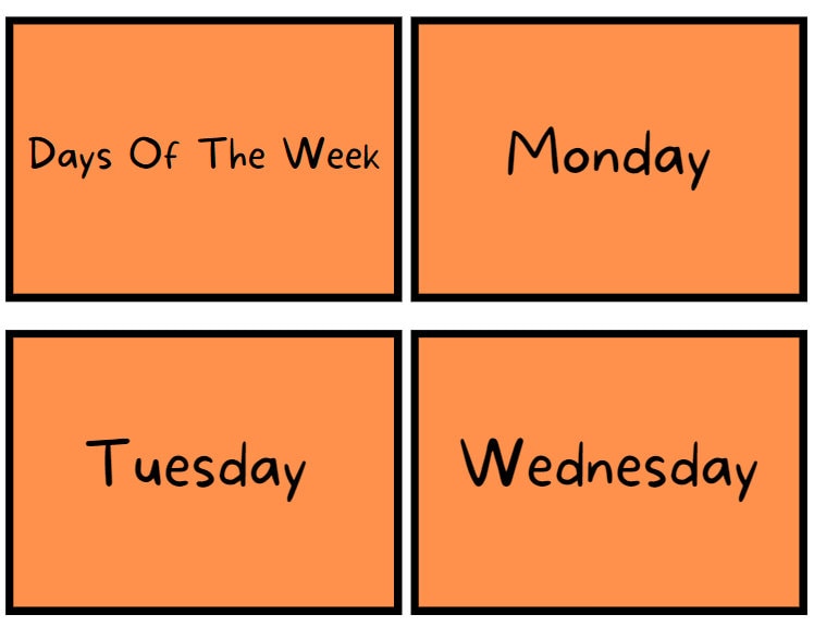 Days of the Week Flashcards, PDF Digital Download - Etsy