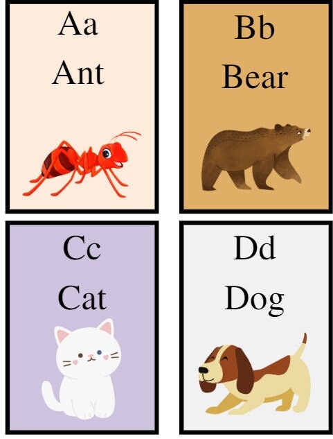 ABC Animal Flashcards, PDF, Digital Download - Etsy