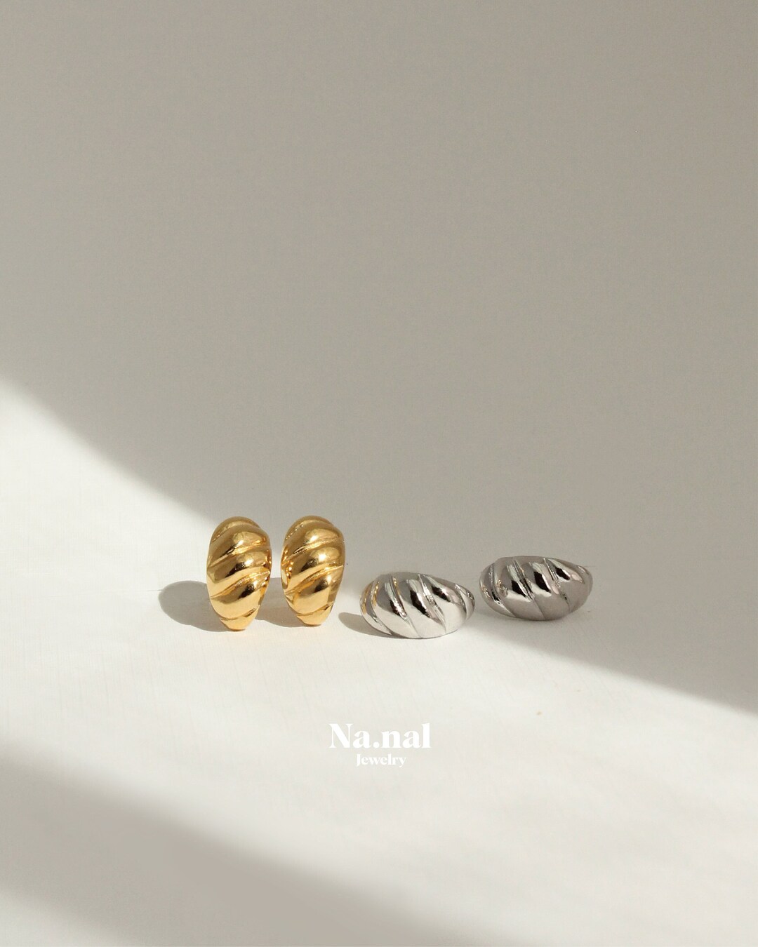 Croissant Hoop Earrings • Shrimp Half Gold Hoop Huggies • Minimalist ...