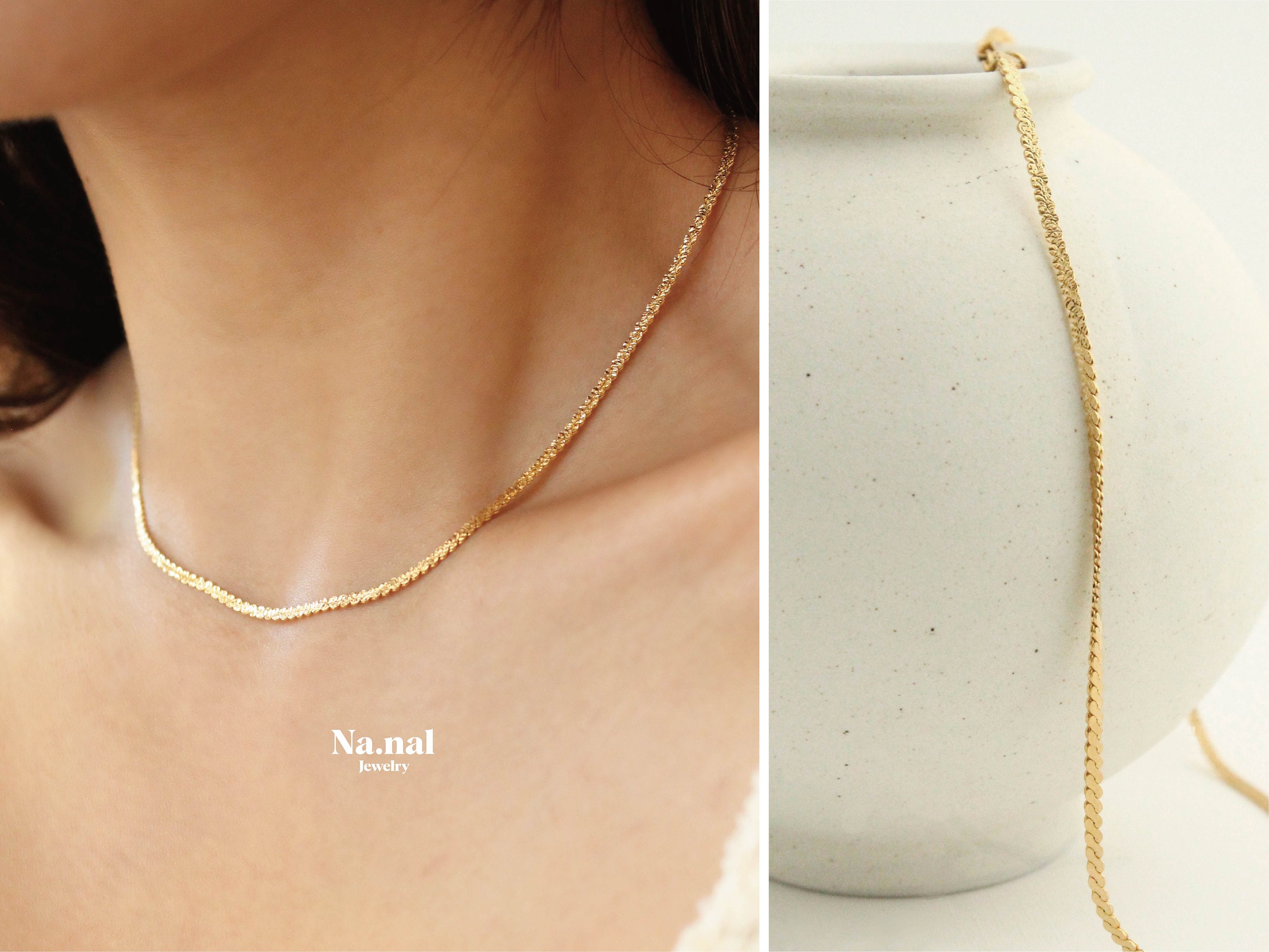 Thin Snake Chain Necklace Flat Herringbone Chain Flat - Etsy