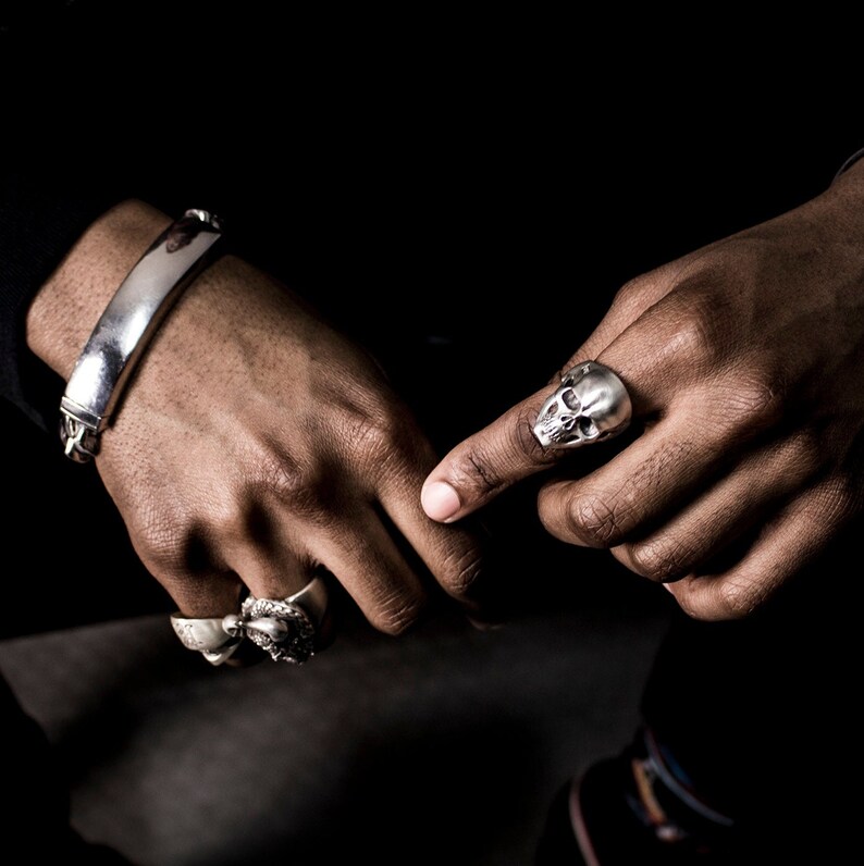 Skull Ring sterling Silver 925 Rings for Man Men's Big | Etsy