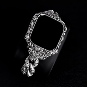 Apple Watch Floral Case Cover 44mm 45mm - Sterling Silver 925 Oxidized ...