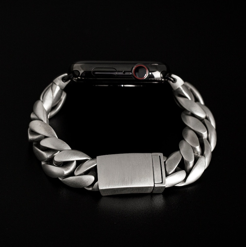 Oxidized Sterling Silver Apple Watch Band: Heavy Chain Link Bracelet - Etsy