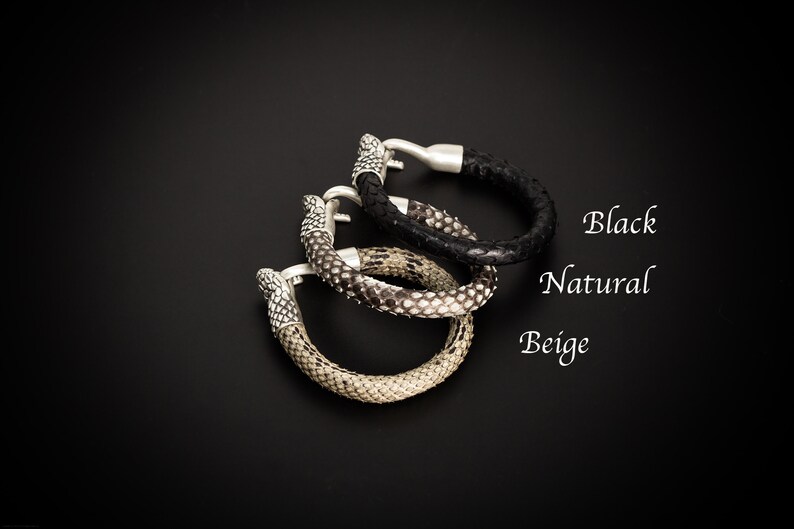 Natural Python Leather Bracelet Snake Hook Sterling Silver - Etsy