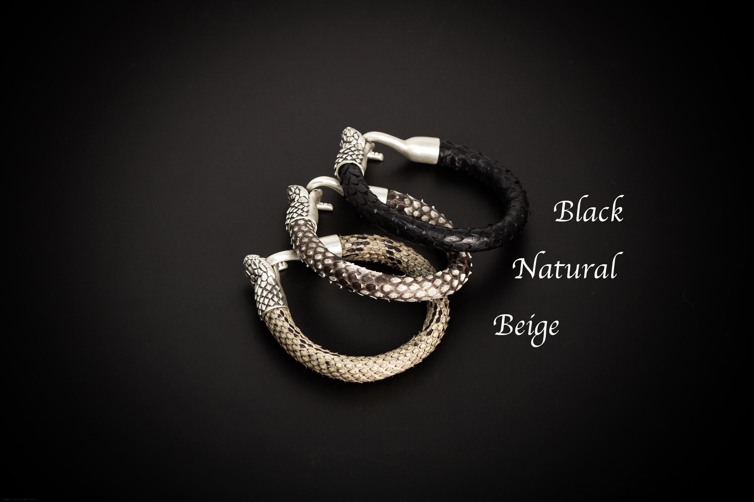 Natural Python Leather Bracelet Snake Hook Sterling Silver | Etsy