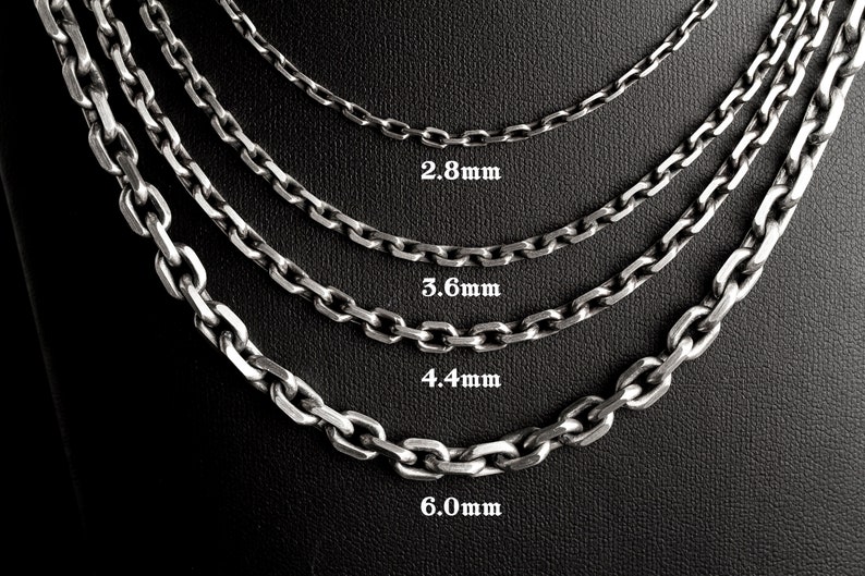 Square Chain Link Necklace 6mm Sterling Silver 925 | Etsy