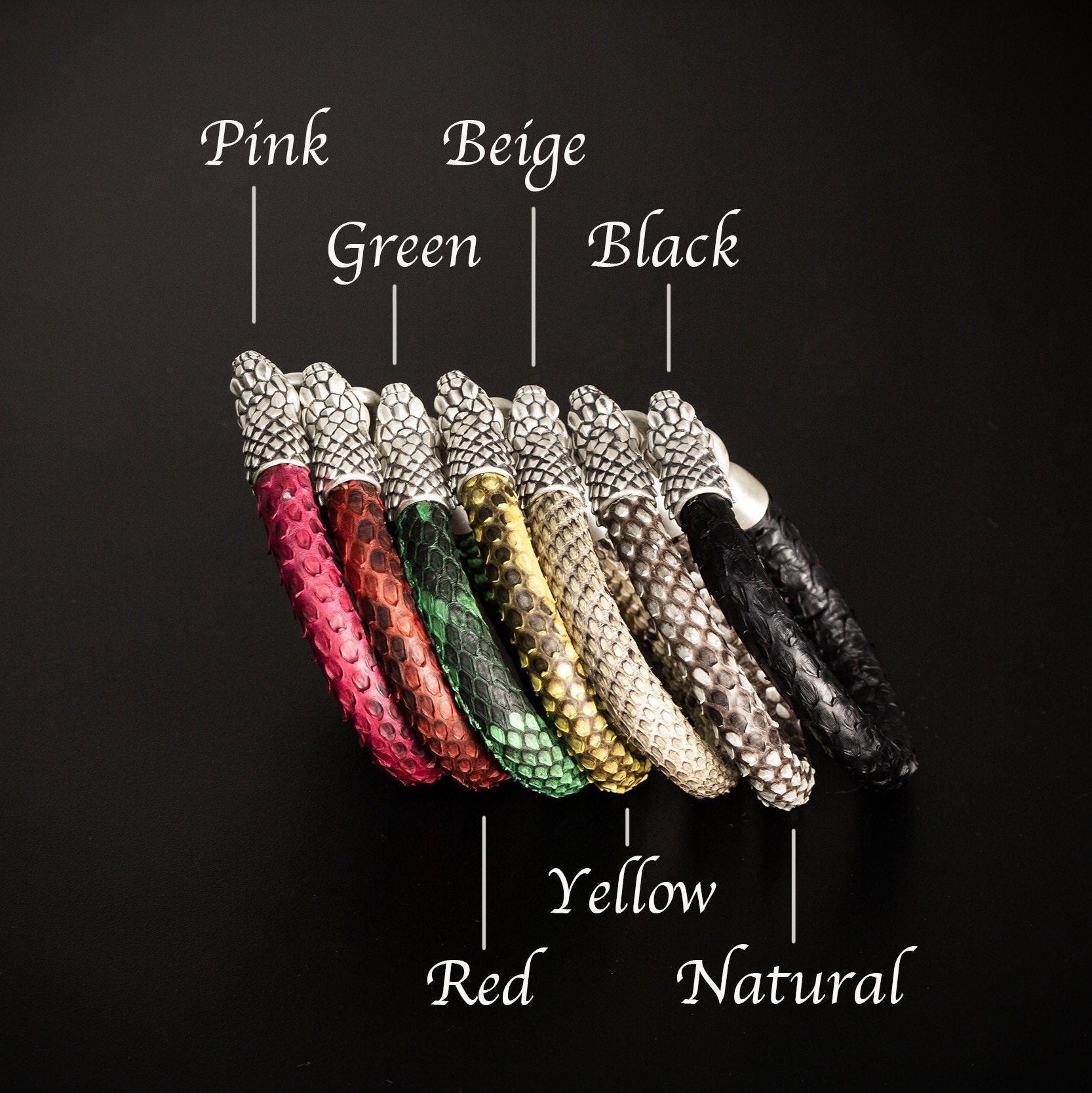 Natural Python Leather Bracelet Snake Hook Sterling Silver - Etsy