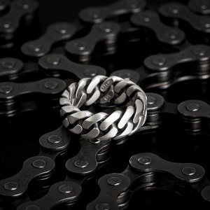 Edge Chain Ring 9mm - Sterling Silver 925, Sterling Chain Ring, Narrow ...