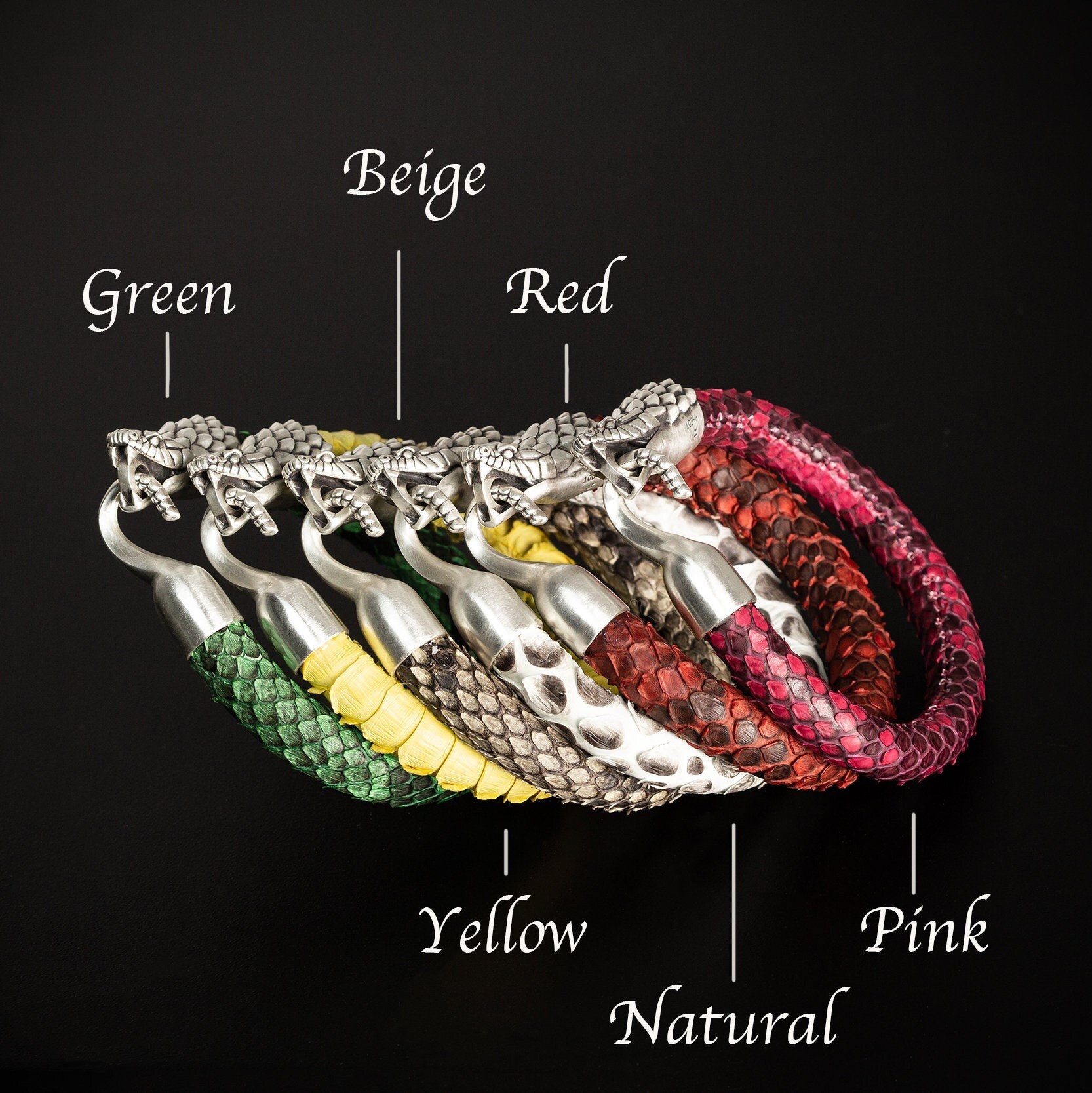 Natural Python Leather Bracelet Snake Hook Sterling Silver - Etsy