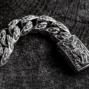 Oxidized Sterling Silver Tiger Chain Bracelet - Heavy Cuban Link - Etsy