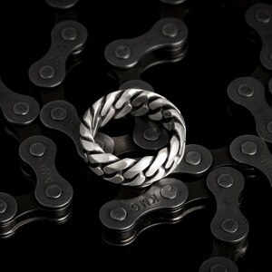 Edge Chain Ring 9mm - Sterling Silver 925, Sterling Chain Ring, Narrow ...
