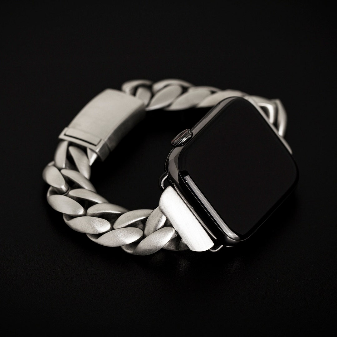 Oxidized Sterling Silver Apple Watch Band: Heavy Chain Link Bracelet - Etsy