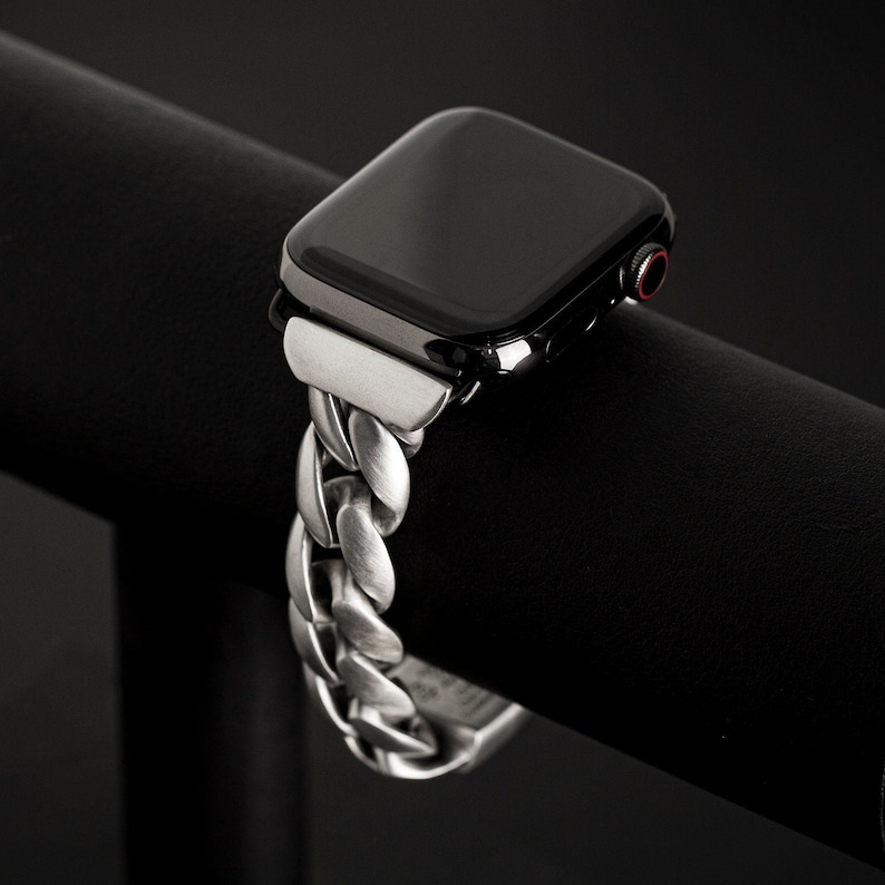 Oxidized Sterling Silver Apple Watch Band: Heavy Chain Link Bracelet - Etsy