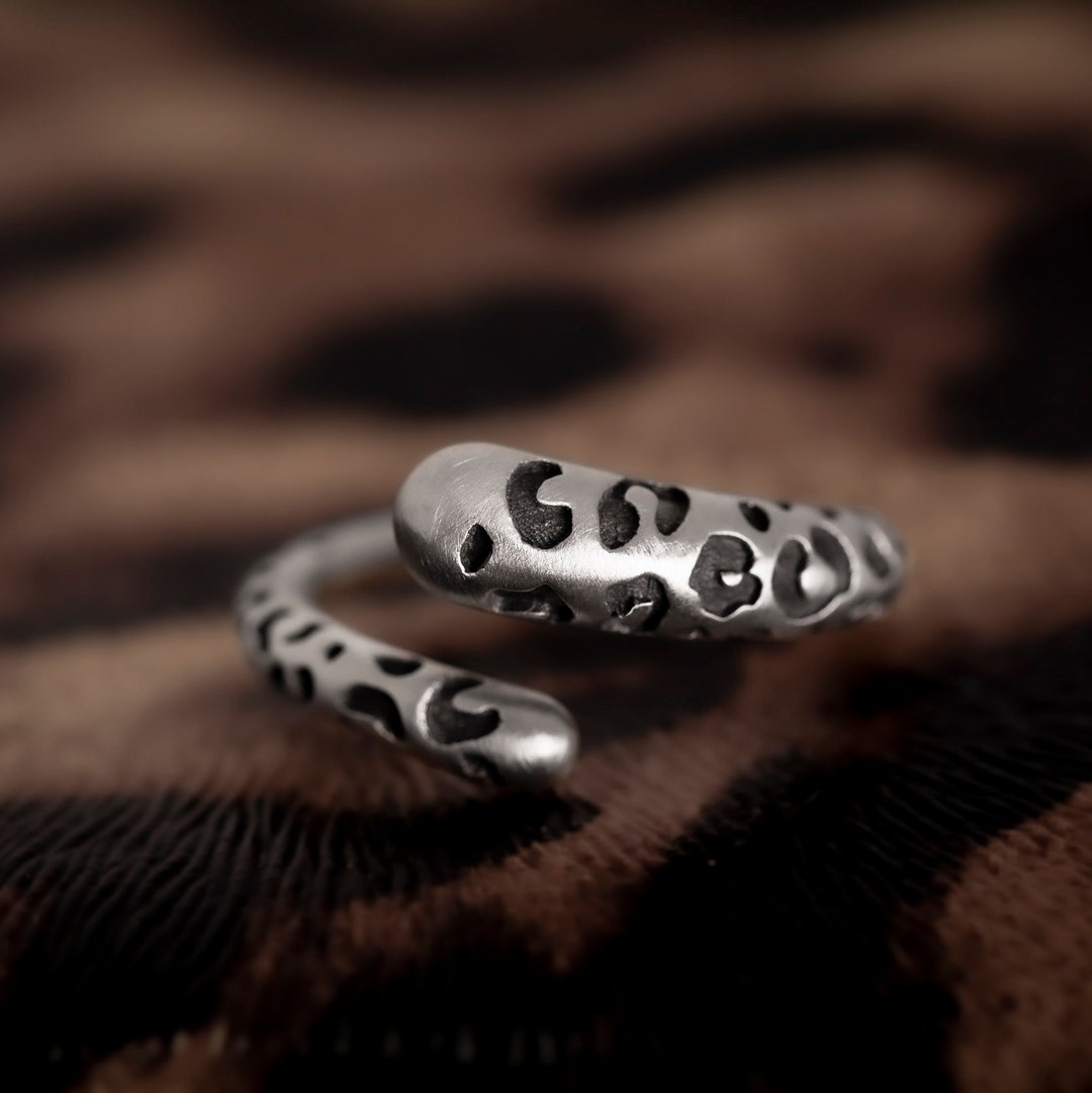 Leopard's Tail Open Ring - Sterling Silver 925, Leopard Pattern Ring ...