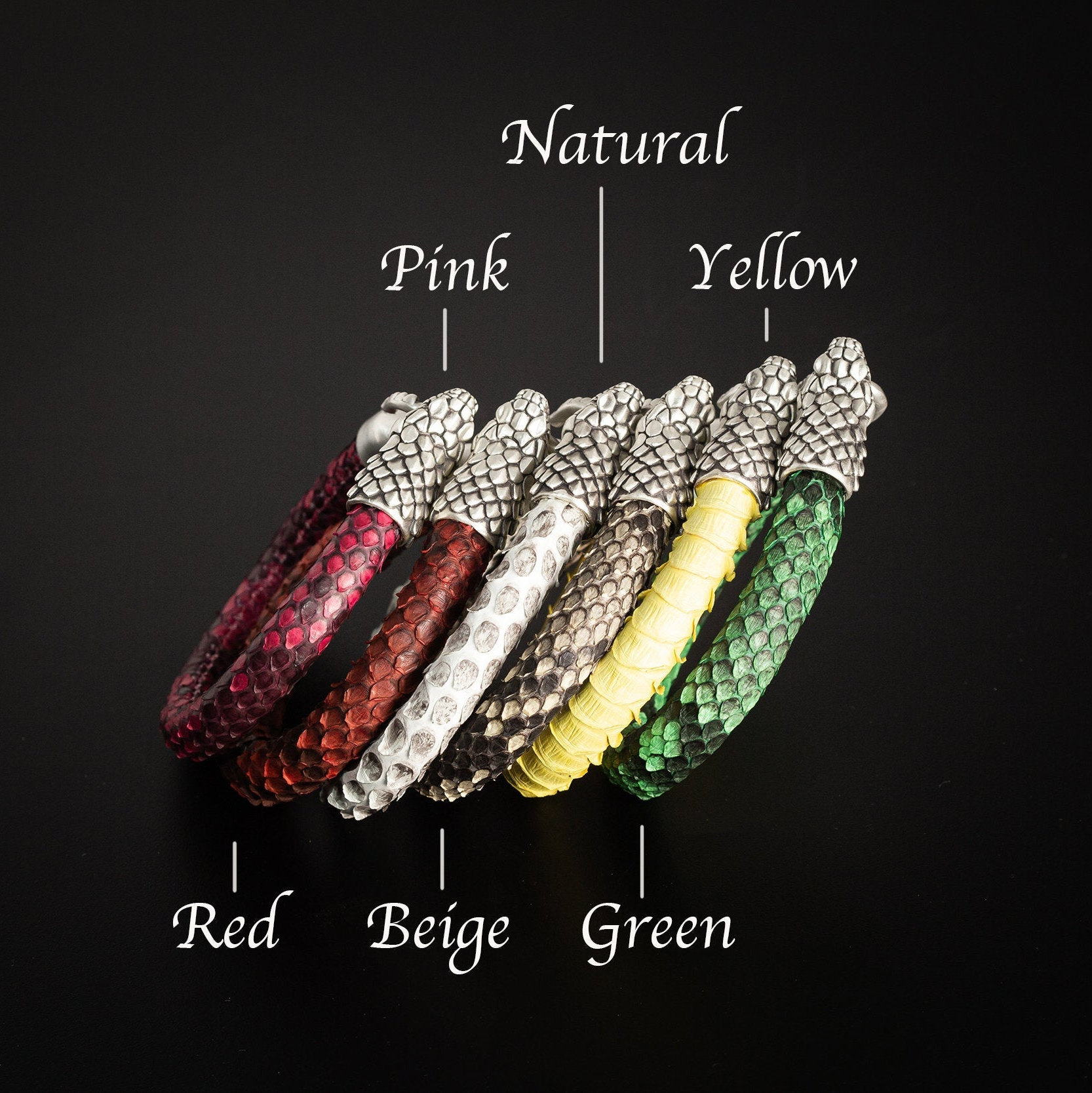 Natural Python Leather Bracelet Snake Hook Sterling Silver - Etsy