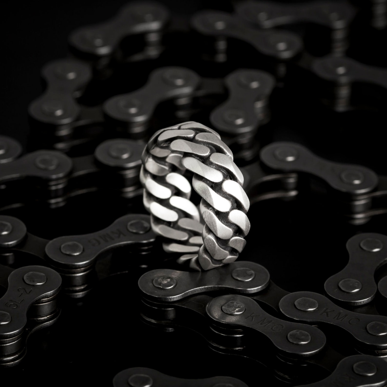 Edge Chain Ring 9mm Sterling Silver 925 Sterling Chain - Etsy