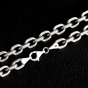 Square Chain Link Necklace - 6mm - Sterling Silver 925 Oxidized Matte ...