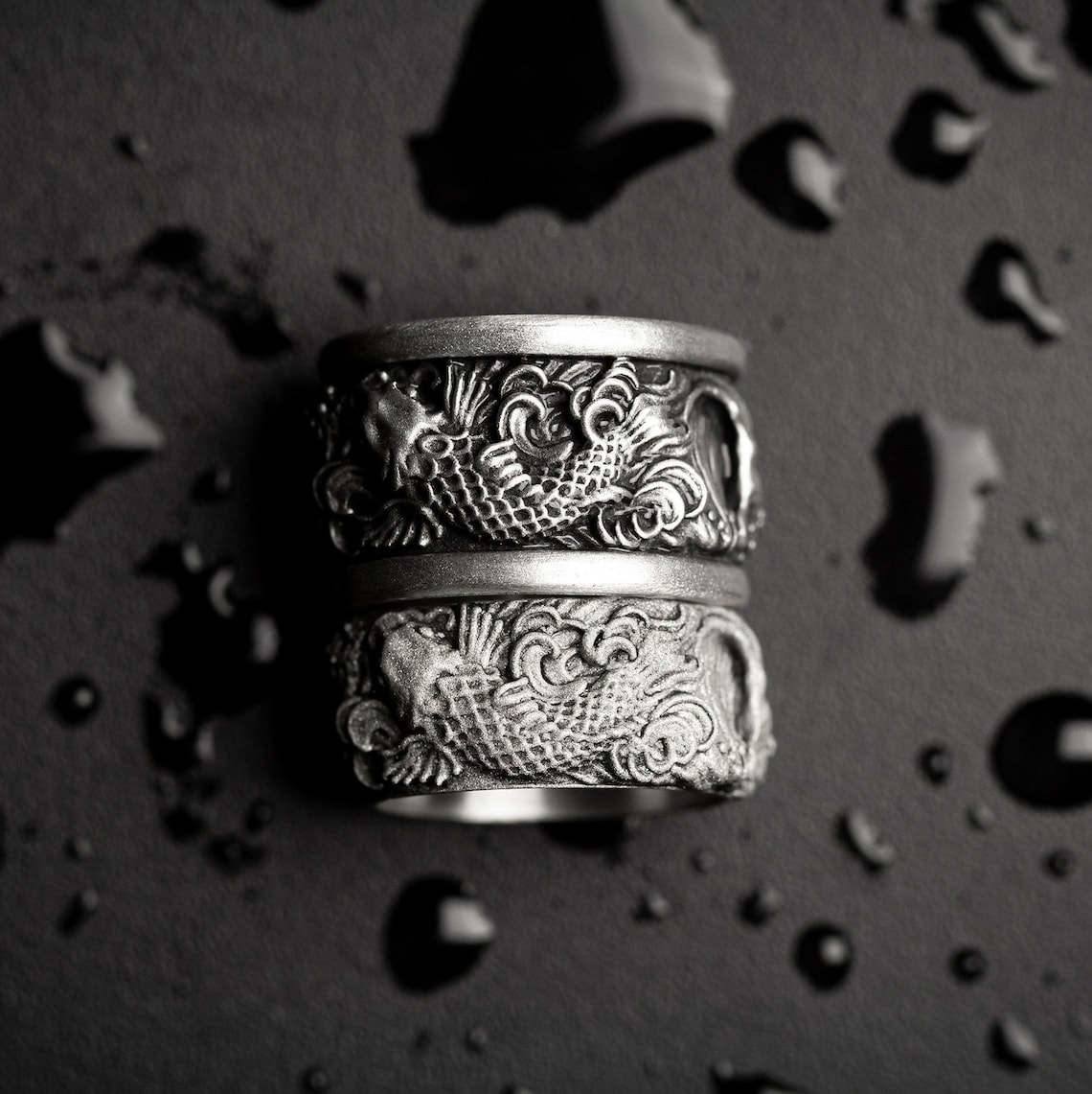 Koi Ring 10mm / 15mm Sterling Silver 925 Men's Fish - Etsy