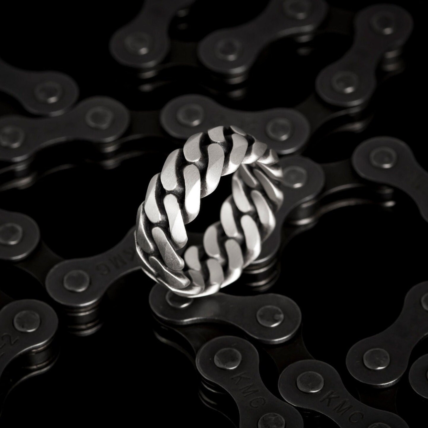 Edge Chain Ring 9mm Sterling Silver 925 Sterling Chain - Etsy