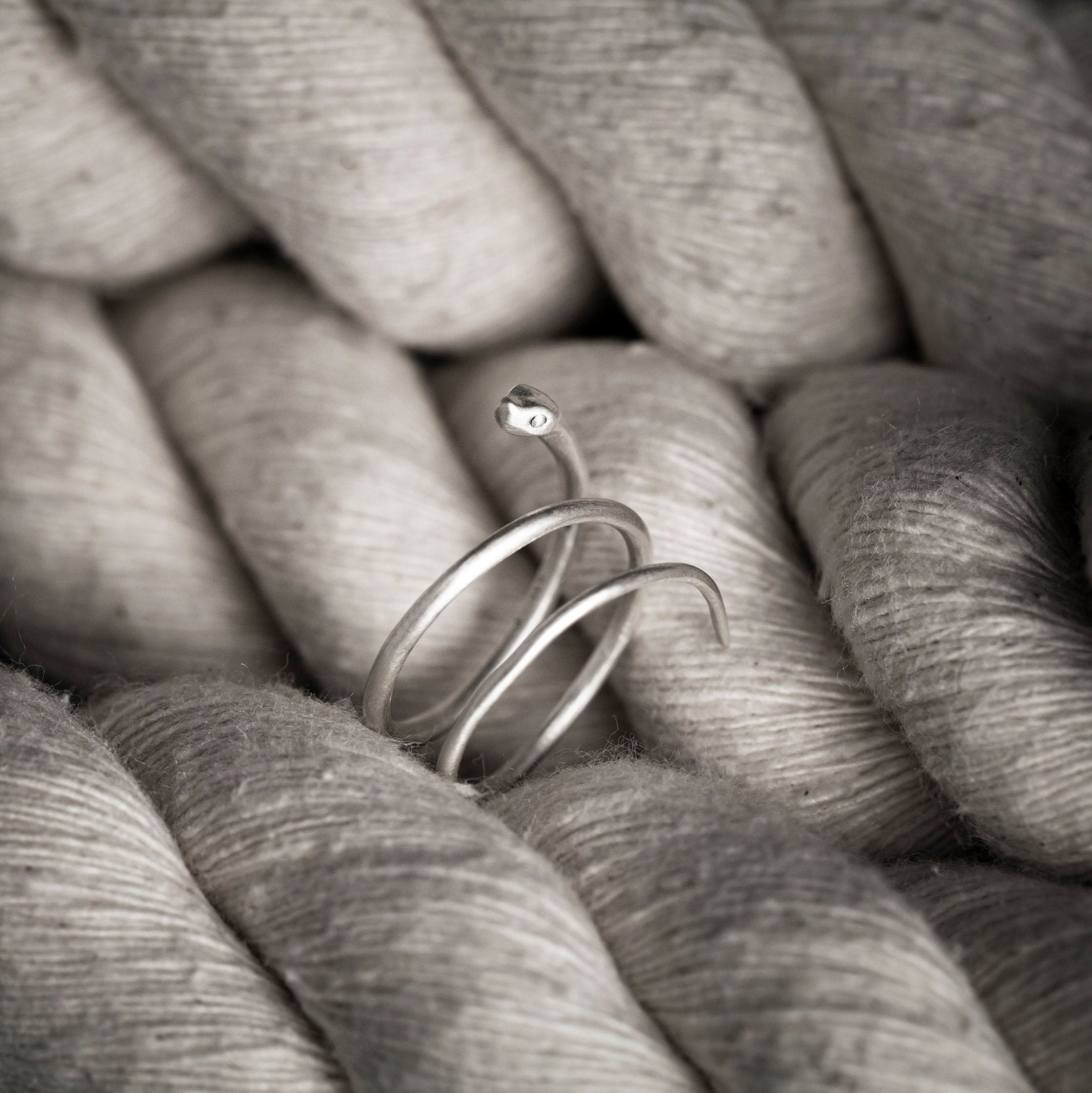 String Snake Ring Sterling Silver 925 Ring Thin Spiral - Etsy