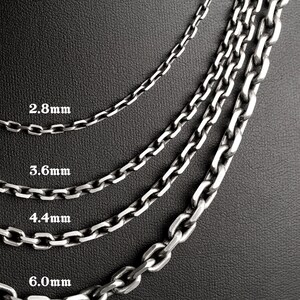 Square Chain Link Necklace - 6mm - Sterling Silver 925 Oxidized Matte ...