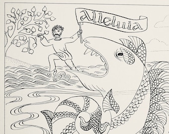 Jonah and the Whale Coloring Page - Etsy Canada