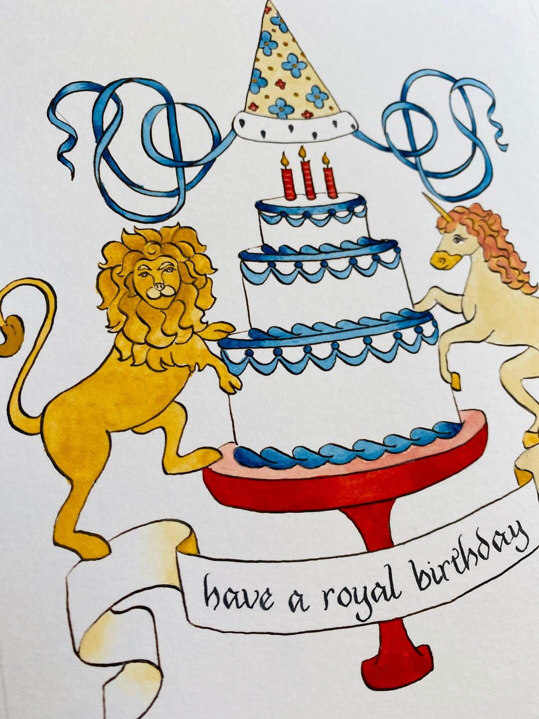 5 Pack Royal Birthday Card, Birthday Coat of Arms, Medieval Lion and ...