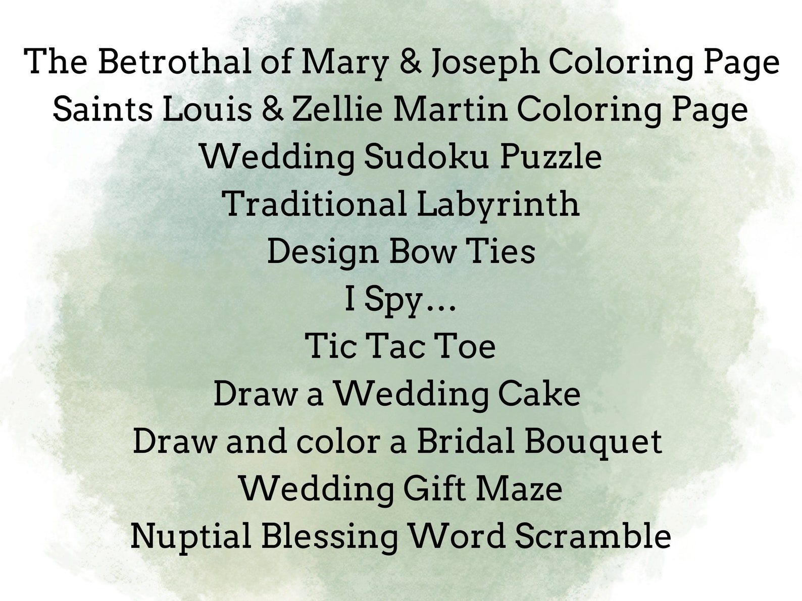 Catholic Wedding Reception Activity Book, Traditional Catholic Wedding ...