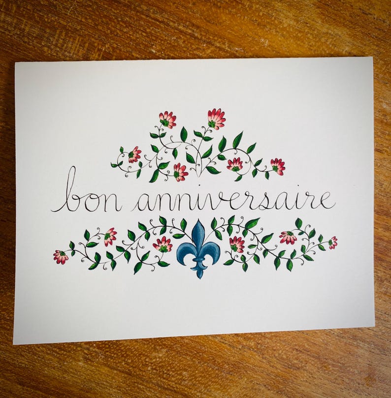 French Birthday Card, Bon Anniversaire, Fleur-de-lis, Francophile ...