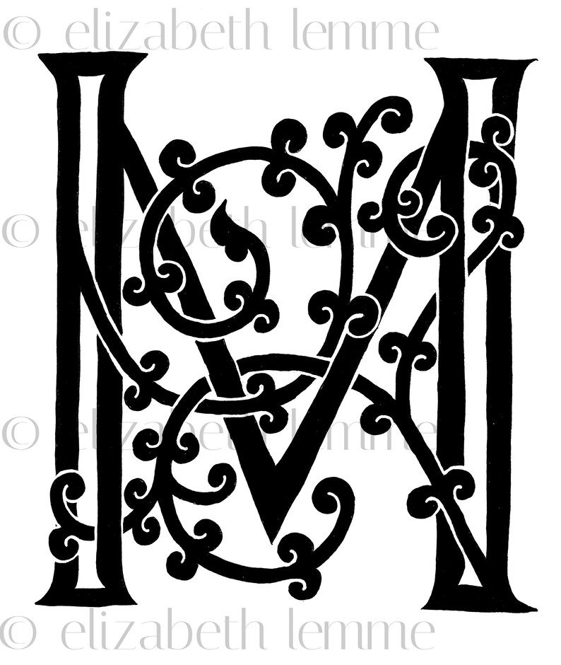 Printable Letter M Illustration Entryway Monogram Printable - Etsy