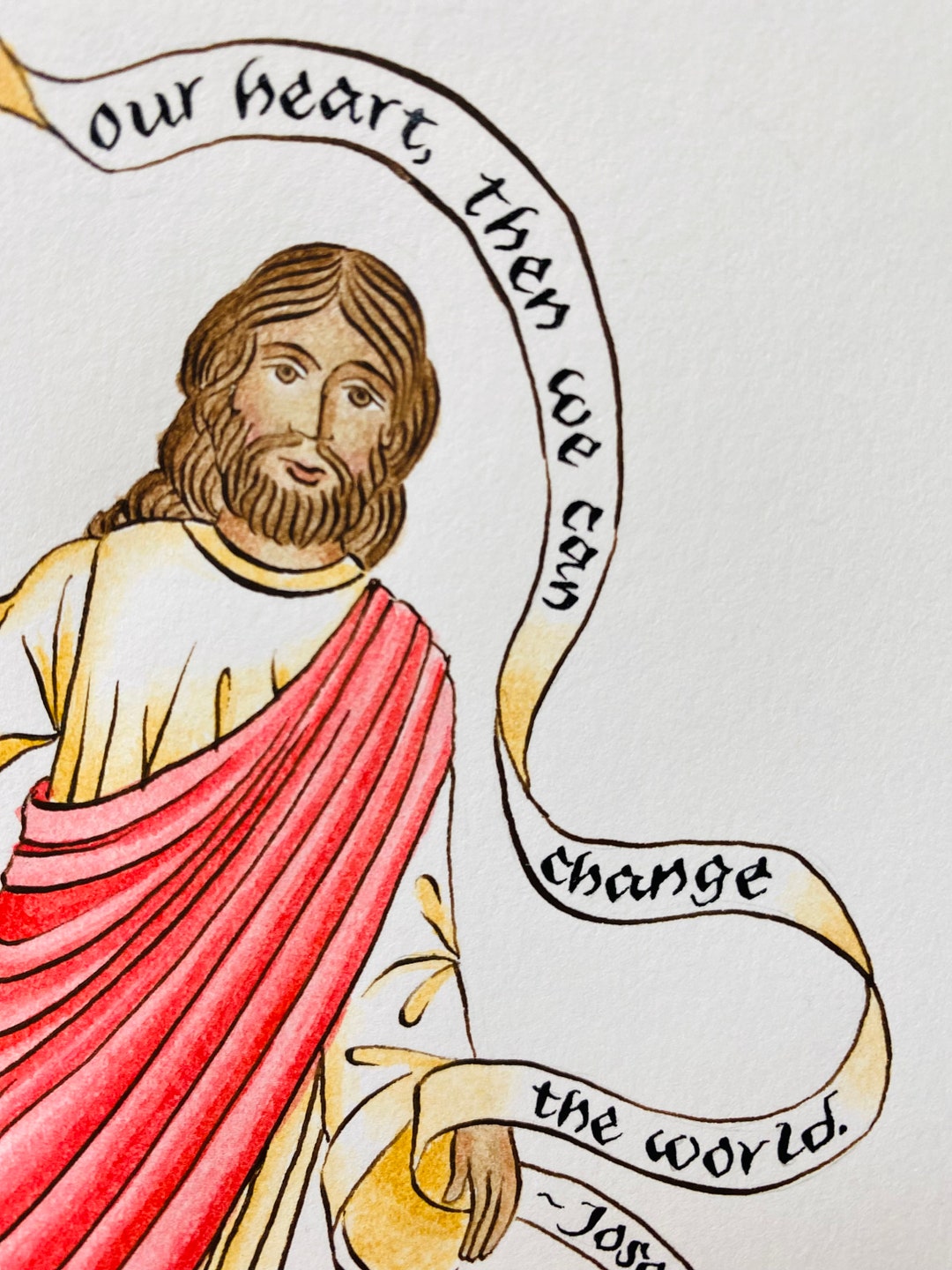 Original Watercolor of Jesus, Christian Charity, Cardinal Ratzinger ...